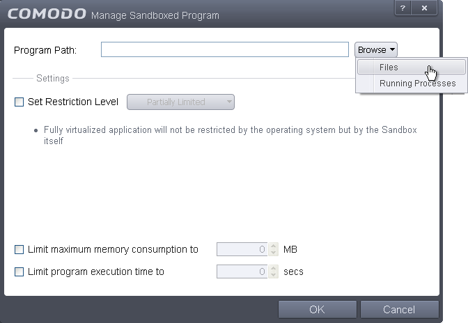 Configure Sandbox, Sandbox Computer Security, Kiosk Software | Internet Security v6.3